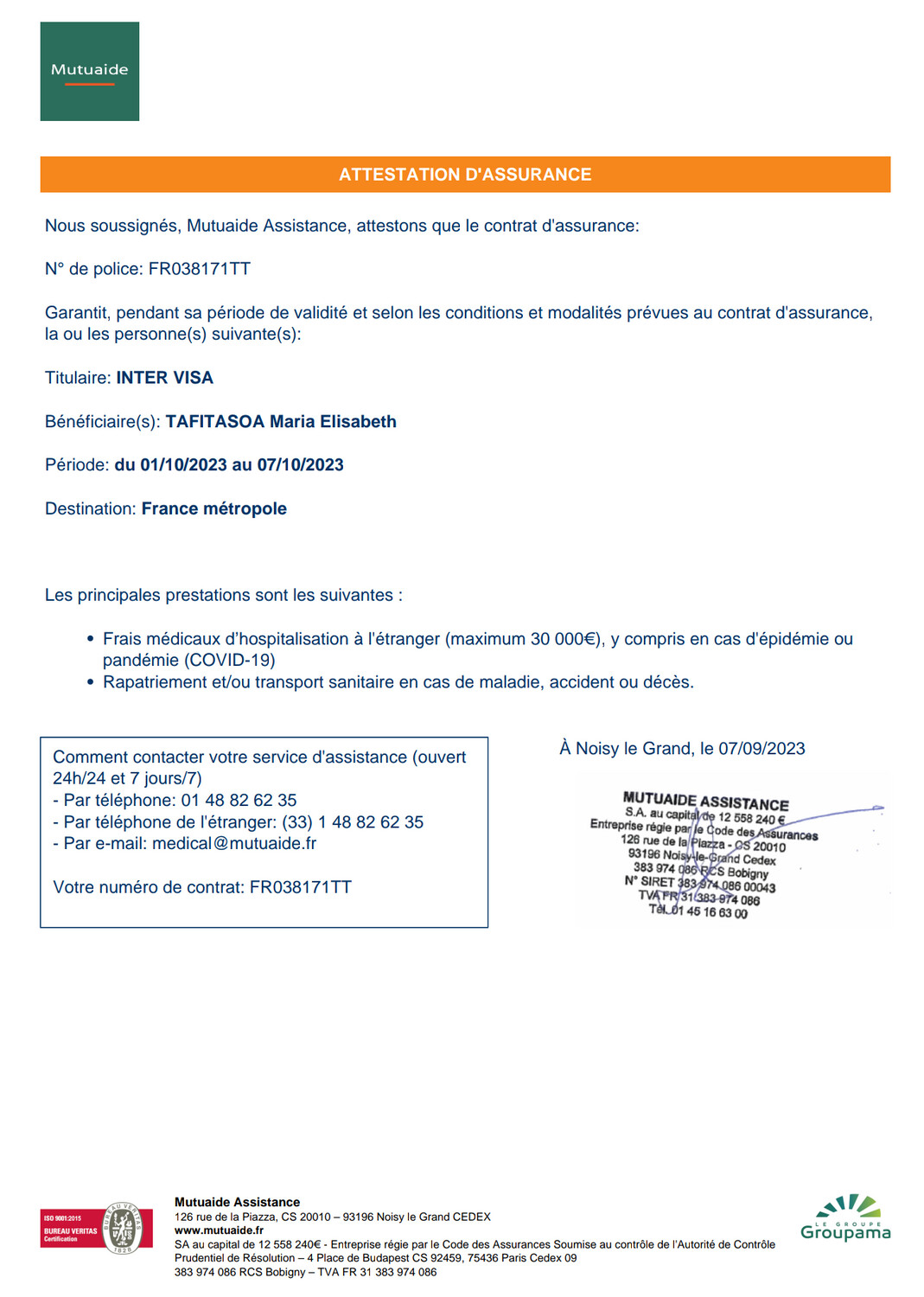 Téléchargez votre attestation d'assurance voyage Mondial Assistance ...