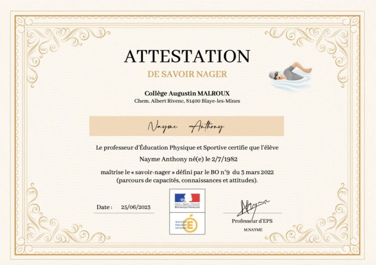 Téléchargez votre attestation Savoir Nager en Sécurité facilement et ...